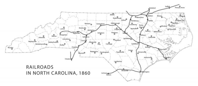Railroads in North Carolina, 1860 | NCpedia