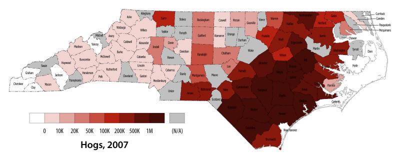 Hogs sold in North Carolina, 2007 | NCpedia