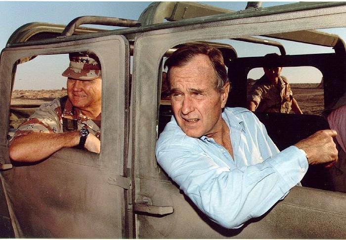 George H.W. Bush and Norman Schwarzkopf in Saudi Arabia | NCpedia