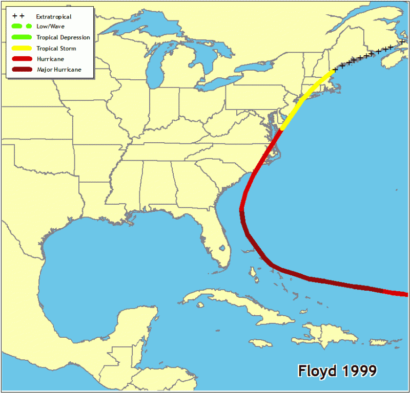 1999 Hurricane Floyd Map | NCpedia