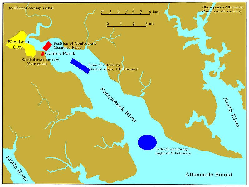 Map of the Battle of Elizabeth City | NCpedia