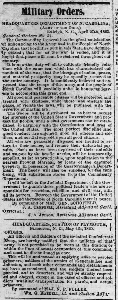 Old Flag Military Orders Newspaper Clipping | NCpedia