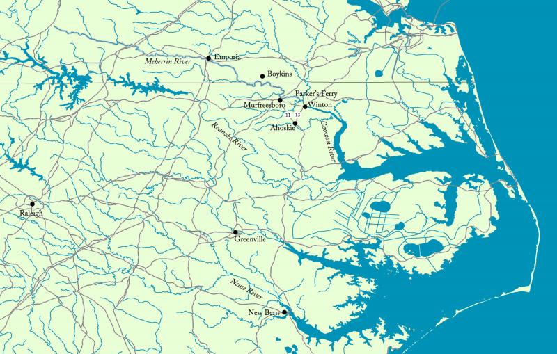 Map of the Meherrin River | NCpedia