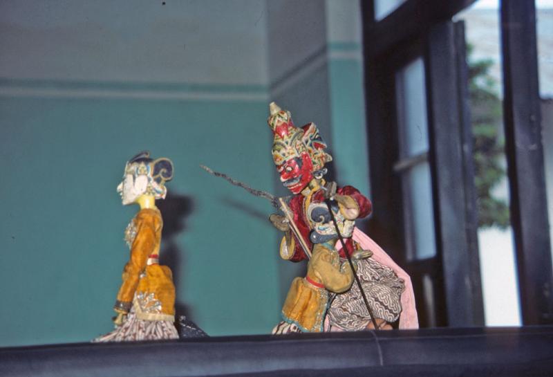 Demon Ravana visits the captured Sita in wooden puppet performance at ...