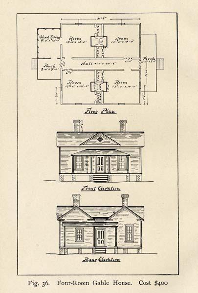 Plans for a four-room mill house with gable | NCpedia
